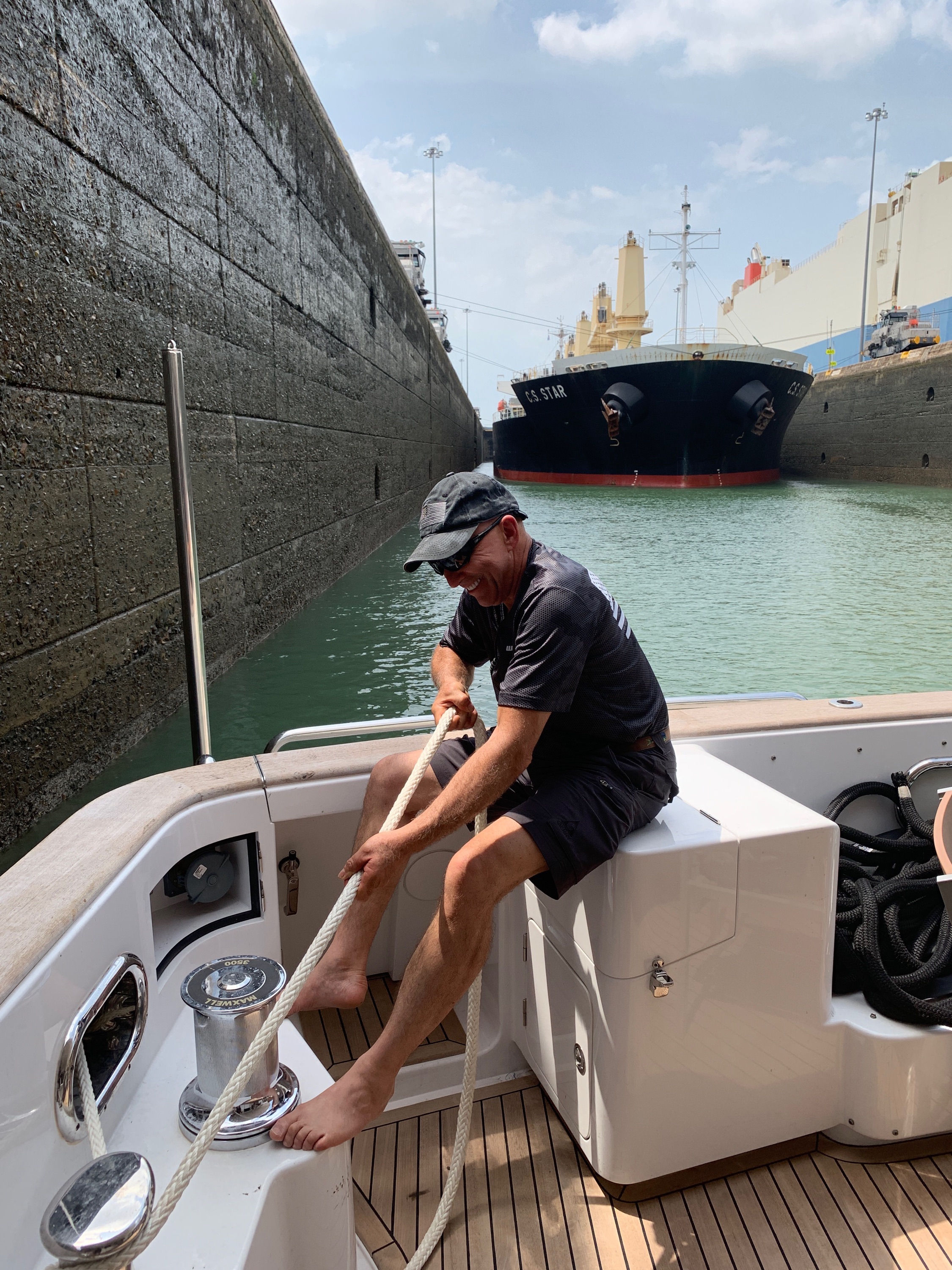 Captain Bob manning the stern in the last lock chamber. | Adventures of ...